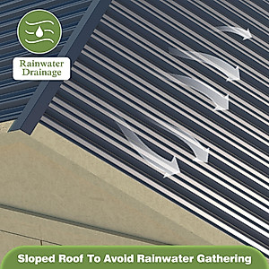 Yardenaler 12x8.7 FT Wood Outdoor Storage Shed, DIY Garden Tool Shed Kit with Waterproof Metal Roof, Lockable Door and Vents, Backyard and Patio, Natural