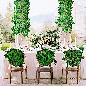 AlphaMeow 86 Ft 12 Strands Artificial Ivy Garland Fake Plants, Vine Hanging Garland, Hanging for Garden,Office, Wedding Wall Decor, Home Kitchen Indoor & Outdoor Decoration,Green