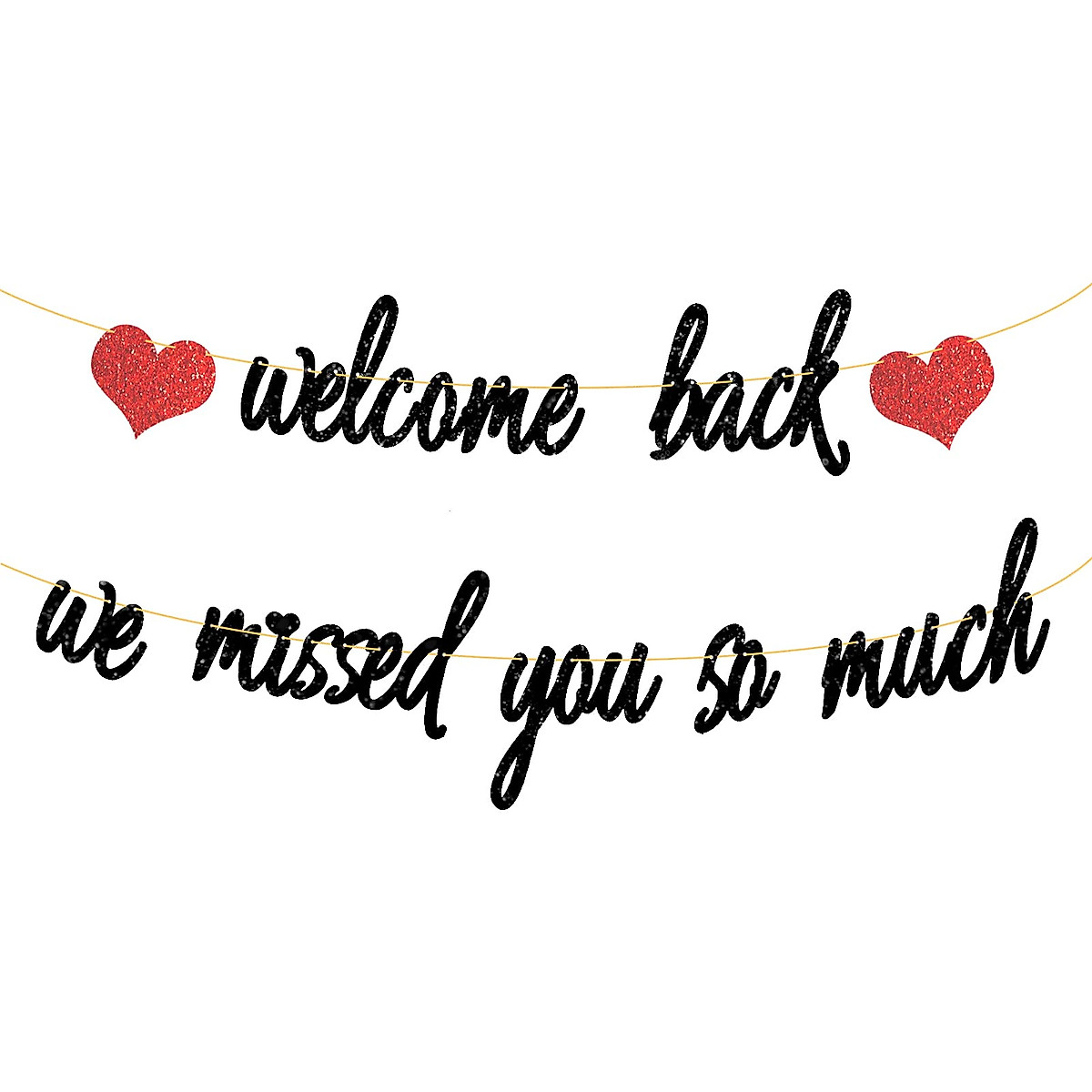 Ushinemi Welcome Back Decorations, Glitter We Missed You So Much Banner, Welcome Home Patriotic Military Homecoming Army Party Decor