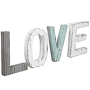 MyGift Decorative Wooden Freestanding Love Cut Out Letters Sign for Wedding Decor, Distressed Multi Colored Wood Word Sign for Dorm Decoration, Anniversary, Valentine's Day