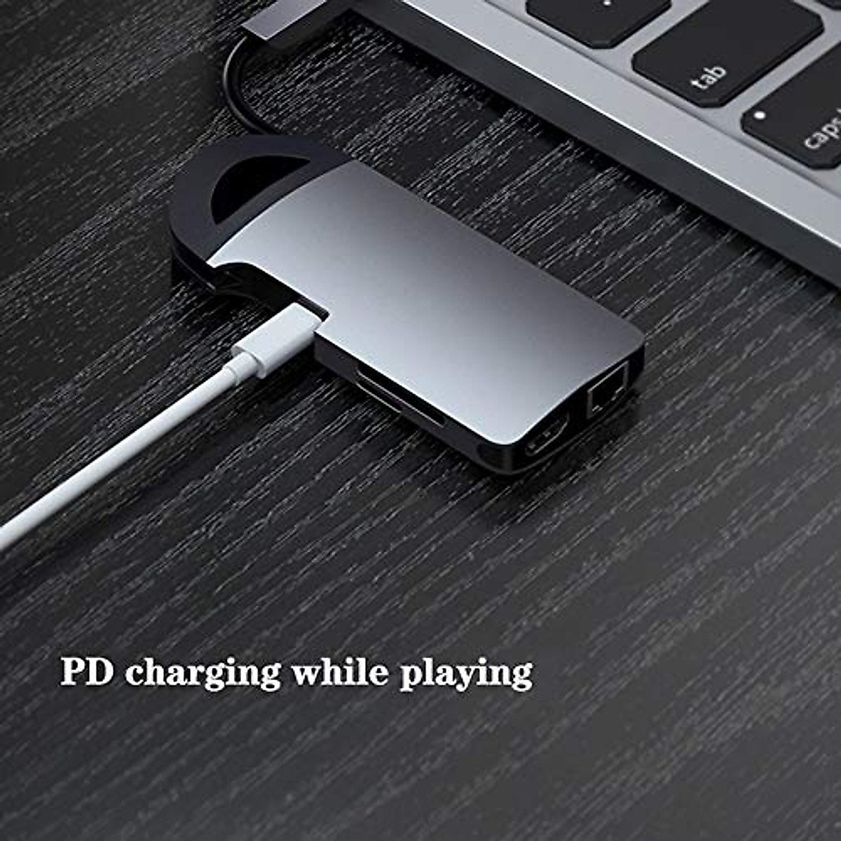 XUNMAIFHB Portable Docking Station,Typec8 in 1 Docking Station hdmi Adapter Type-C PD Fast Charging, HDMI Interface, SD/TF Card, USB3.0 × 3, Gigabit Ethernet Port Fast Transmission