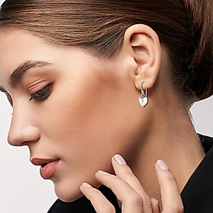 AeraVida Full of Love Gleaming Heart Sterling Silver 925 Dangle Earrings