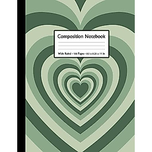 Composition Notebook Aesthetic: Sage Green Coffee Love Heart Latte Pattern | Notebook for School, Girls, Boys, College Students, Kids, Elementary School and Note Taking