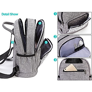 AmHoo Insulated Lunch Box Bag Reusable Cooler Backpack Double Zippers Waterproof Multiple Pockets Quilted For Women Hiking Beach Picnic Trip,Black