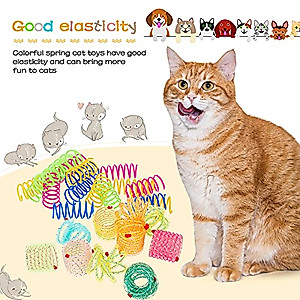 30 Pieces Cat Springs Cat Spiral Toys Cat Fetch Chew Toy Kitten Pet Plastic Coil Spiral Springs for Kitten Bouncing Play Training, 2 Styles