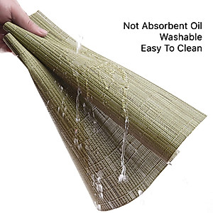 Myir JUN Place Mats, Table Mats Set of 8 Indoor Placemats Washable Non-Slip Heatproof Woven Placemats for Dining Table Fabric Place Mat PVC (Green, Set of 8)