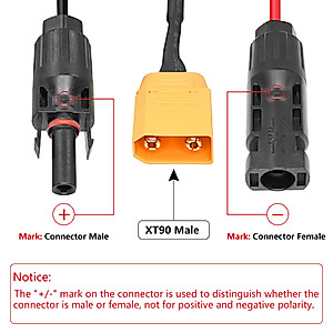 RIIEYOCA Solar Connector to XT90 Male Adapter Cable,1.8m/5.9ft XT90 Male Connector Connect Solar Panel for Solar Generator,Portable Power Station,Lipo Battery etc