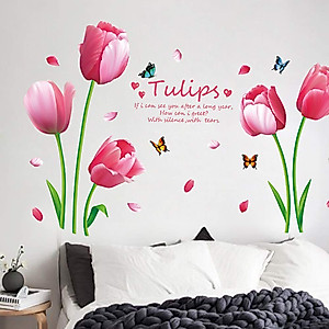 fanmaosdf Flower Wall Sticker,Flower Tulip Removable Wall Sticker DIY Decal Living Kids Room Decor