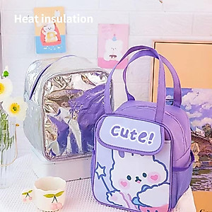 Kawaii Lunch Bag for Girls Lunch Box Insulated Cute Lunch Bags for Women Insulated Lunch Box for Kids (Pink)