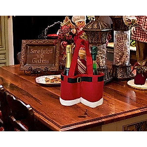 Christmas Decorations Gift Bags – Decorations for Bottles, Festive Bags Sweater Party Table decor - Santa Outfit Design, Christmas Tableware, Silverware Holders, Wine Bottle Bags, Candy Pouch Bag, Knife Spoon Fork Bag, Mini Christmas Stockings for Xmas Gi