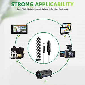 Czepa 12v Car dc Charger Power Cord with 8 Connectors for Cigarette Lighter Portable DVD Player, Car DVR, GPS, Bluetooth Speakers, Breast Pump, Car Refrigerator, Air Compressor, Heating Cup