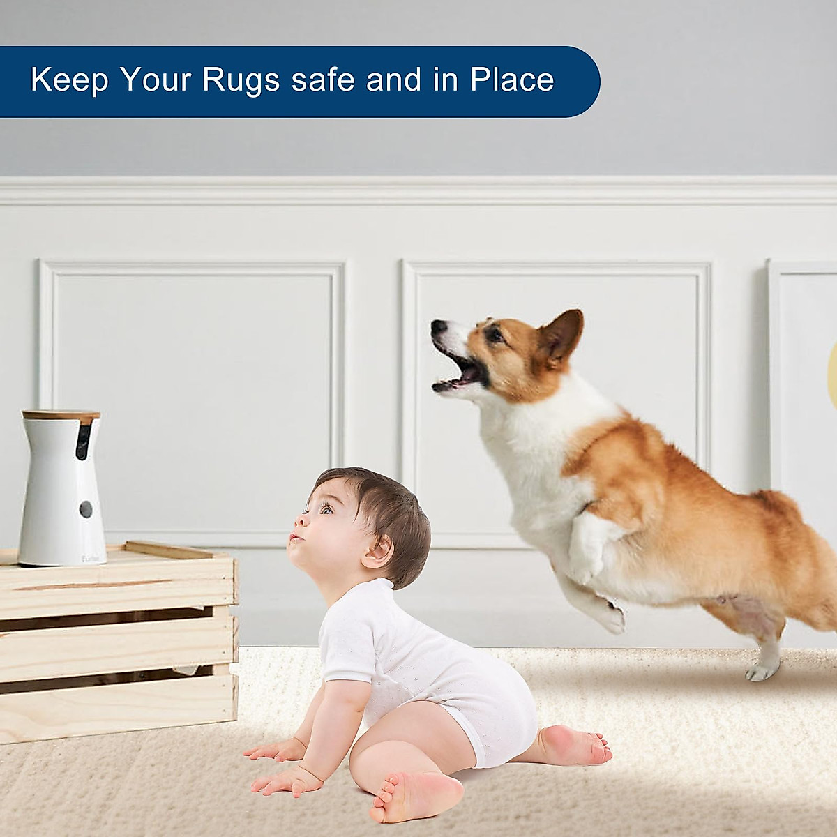 Coyacool Non Slip Rug Pads for Hardwood Floors, 8x10 Rug Pad Gripper for Area Rugs, Under Carpet Anti Skid Mat, White, Keep Your Rugs Safe and in Place