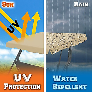 BenefitUSA Swing Canopy Cover ONLY 77"x43" - Polyester Top Replacement UV Block Sun Shade for Outdoor Garden Patio Yard Park Porch Seat Furniture (Beige)