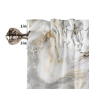 Crystal Emotion Window Curtains Vanlance Rod Pocket Curtain Drapery for Living Room Kitchen Bathroom, Wild Marble, Soft&Washable Small Window Treatment Valances, Abstract, 1 Panel, 54x18inch
