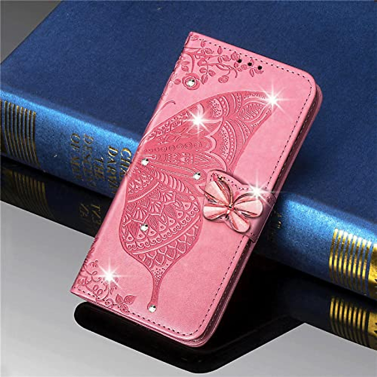 HUANGTAOLI Diamond Bling PU Leather Wallet Cover for Oppo A57 5G, Card Slots Stand Magnetic Closure Flip Phone Case for Oppo A57 5G