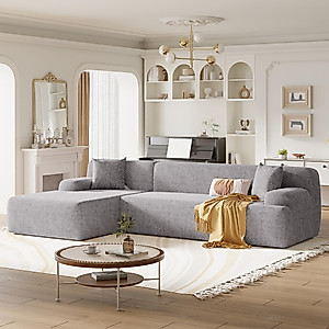 P PURLOVE Minimalist L Shaped Sofa Couch, Modular Sectional Living Room Sofa Couch,2 Piece Free Combination Simple L-Shape Sofa Sectional Couch for Living Room,Small Places,Gray