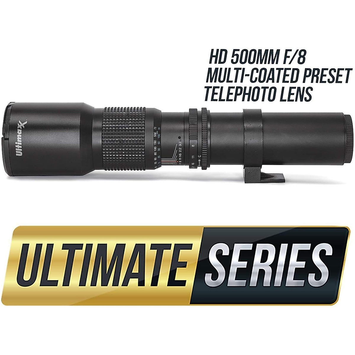 Ultimaxx 500mm (w/ 2X Converter 1000mm) Manual Preset Lens Kit for Canon EOS T5, T5i, T6, T7 T6i, T6s, T7i, SL1, SL2, 60D, 70D, 77D, 80D, 5D III, 5D IV, 6D, 7D, 7D II & More