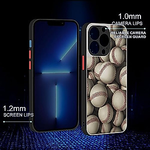 EMPYRI Baseball Printed Frosted Phone Case for iPhone 13 Pro Max-6.7 Inch, Shockproof Phone Cover with Wireless Fast Charging, Acrylic Back, Not Yellowing