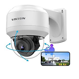 VIKYLIN 8MP Outdoor PTZ PoE IP Camera with Audio,4K Security Speed Dome Pan Tilt 4X Optical Zoom/2.8~12mm Lens,Human/Vehicle Detection,132ft IR Night Vision,IP66 (2804PTZ)