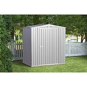 Arrow Shed Elite 6' x 6' Outdoor Lockable Gable Roof Steel Storage Shed Building, Silver