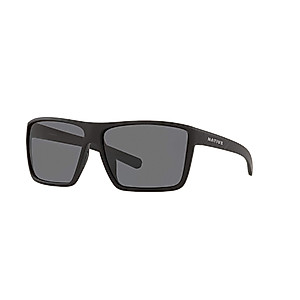 Native Eyewear Men's XD923 Wells XL Rectangular Sunglasses, Matte Black/Grey Polarized, 64 mm