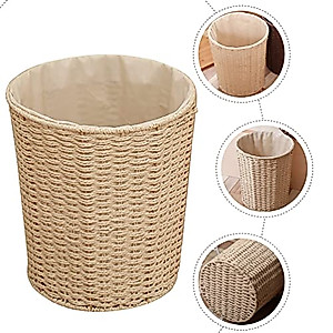 Zerodeko Woven Baskets Rattan Trash Can Wicker Waste Basket Woven Wastebasket Rustic Farmhouse Laundry Storage Basket Bin for Living Room Bedroom Bohemian Decor Beige Wicker Hamper