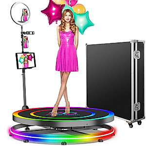 360 Photo Booth Machine for Parties, Weddings, Live Streaming,360 Spin Photo Booth Stand Free Custom Logo.360 Camera Booth Machines with Flight Case 80cm 31.5''