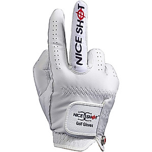 Nice Shot The Bird Golf Glove in White Cabretta Leather Men's Right Hand - XLarge