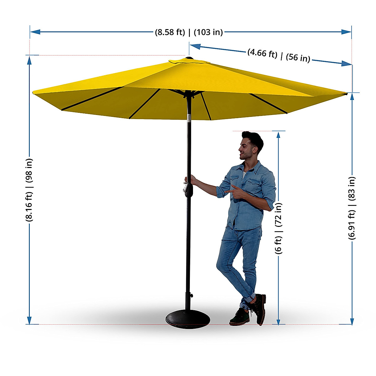 BANNER BUZZ MAKE IT VISIBLE BannerBuzz, Solid Market Umbrella, Topper & Hardware, Tent Fabric, 270 GSM, Dye Sublimation Printing Available in Octagon Shape (Yellow)