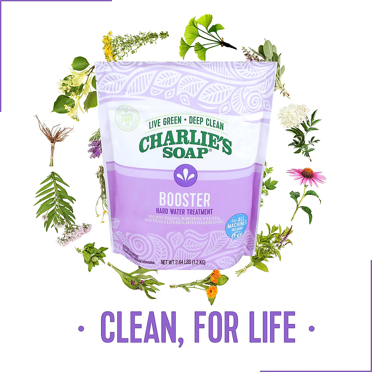 Charlie's Soap Booster & Hard Water Treatment (2.64 Lbs, 2 Pack) Natural Powdered Water Softener and Laundry Booster – Safe and Effective