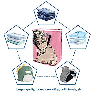 Garland Bulldog Print Collapsible Laundry Hamper, 60L Waterproof Laundry Baskets Washing Bin Clothes Toys Storage for Dorm Bathroom Bedroom