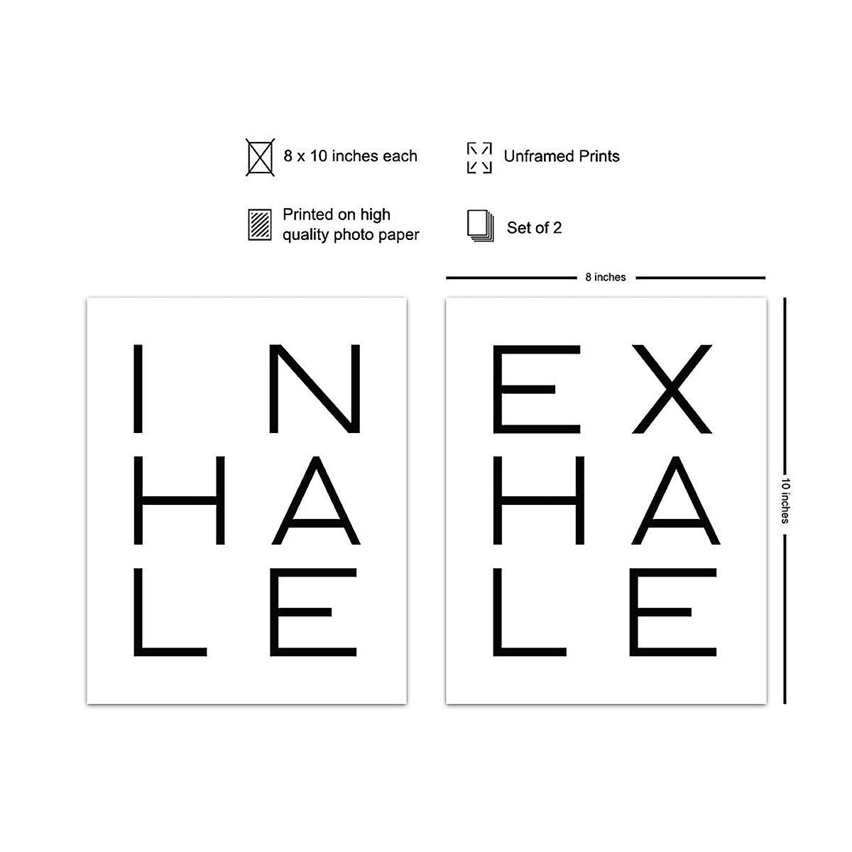 Inhale Exhale Wall Art - Zen Inspirational Meditation Wall Art Print - Unframed Typography - Spiritual Gift for Meditation Fans - Great for Bedroom, Yoga Studio - Chic Home Decor - 8x10 Print