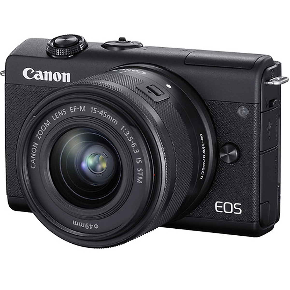Canon EOS M200 Mirrorless Camera (White) w/EF-M 15-45mm f/3.5-6.3 is STM Lens + EF 75-300mm f/4-5.6 III Lens + 420-800mm f/8.3 HD Lens + 2X 64GB Memory, Case, Microphone, Tripod, More (35pc Bundle)