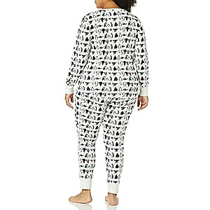 Amazon Essentials Women's Snug-Fit Cotton Pajama Set (Available in Plus Size), Penguin Parade, Medium