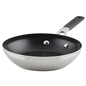 KitchenAid Stainless Steel Nonstick Frying Pan/Skillet, 8 Inch, Brushed Stainless Steel