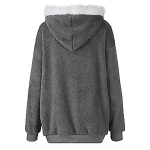 Hooded Fleece Jacket Women 2023 Trendy Long Sleeve Fleece Zip Up Hoodies Lined Pullover Casual Warm Plus Size Winter Coats For Women With Pockets Zipper Fuzzy Hooded Sweatshirt(A Dark Gray,4X-Large)