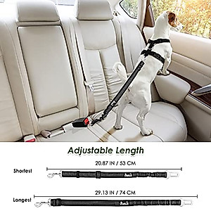 SlowTon Dog Seat Belt Car Harness Set - Adjustable Dog Seatbelt with Carabiner for Most Cars, Breathable Dog Vest Harness Padded with Car Safety Leash for Small Medium Large Dogs Puppy Cats(Red M)