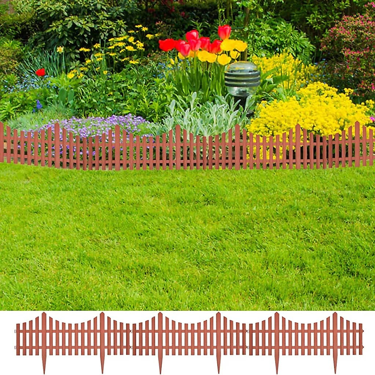 Garden Fence Edging, Fence Stone Hammer in Lawn Edging Spring Yard Lawn Garden Faux Stone Patio Fence Garden Decor Flower Grass Bed Border