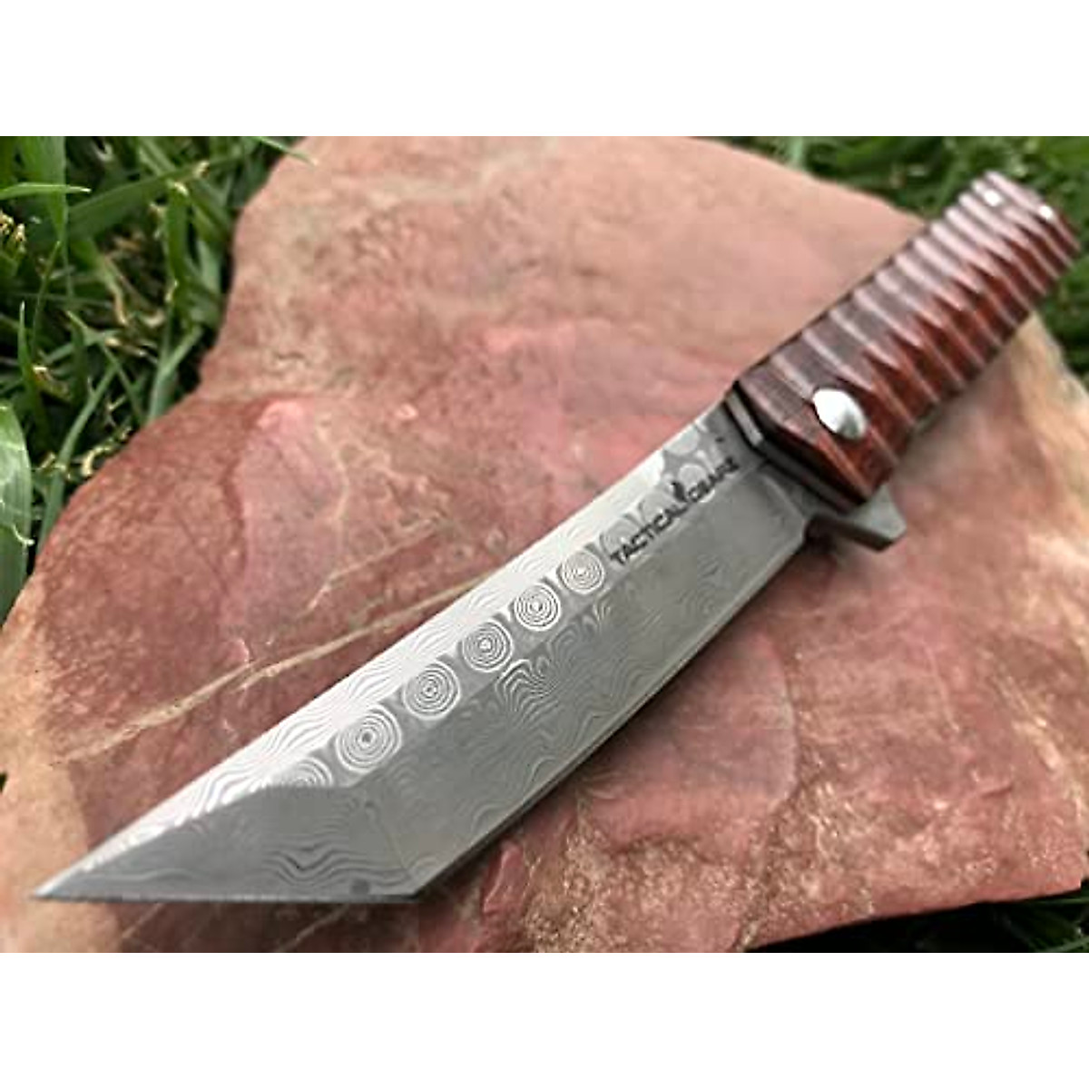 TACTICAL GEARZ Damascus Pocket Folding Knife! Rosewood Handle, Damascus Blade w/67 Layers & a VG10 Core! (Rogue XT)