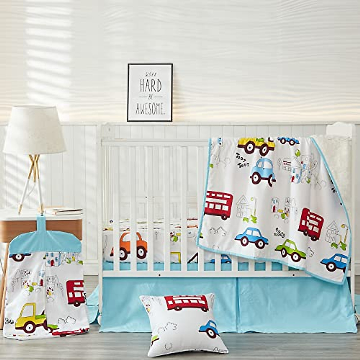 Brandream Baby Boy Fitted Crib Sheets Cars Vehicles Truck Toddler Sheets 100% Soft Cotton Standard Mattress Sheets Transport Theme