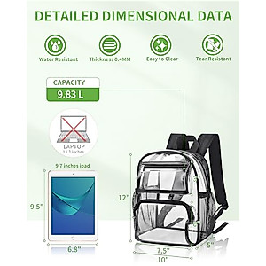 MAY TREE Small Clear Backpack Stadium Approved for Women Clear Bag for Stadium Events Concert Sporting, Black