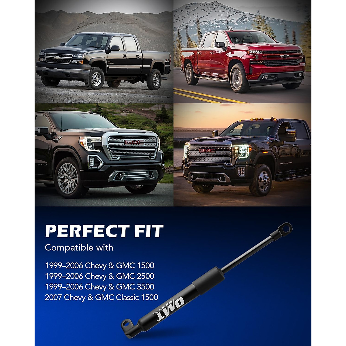 Orion Motor Tech Compatible with 1999-2006 Chevy Silverado Sierra Tailgate Assist, Truck Tail Gate Lift Assist Tailgate Shock Compatible with GMC Sierra 1500 2500 3500 Models & 2007 Classic Models