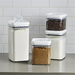 Airtight Food Storage Container with Lids, 16 Cup Flip-Tite Square for Dry Food, Flour, Sugar, Soup, Freezer Safe, Microwaveable, White