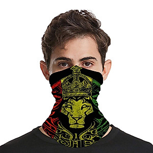 African Flag The Lion of Judah Rasta Rastafari Face Mask Bandana Cooling Neck Gaiter Summer Breathable UV Dust Protection Balaclava Face Cover for Outdoor Sports