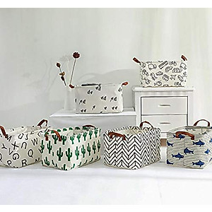 Rectangular Canvas Storage Bins,Waterproof Storage Basket,Collapsible Toy Organizer Bin with Handles for Clothes Storage, Kid's Toy & Book Storage (A Geometric)