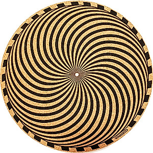 TazStudio Cork Turntable Mat for Better Sound Support on Vinyl LP Record Player - Original Geometric Design- Storm Art [3mm Thickness]-m2