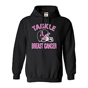 Go All Out Large Black Mens Tackle Breast Cancer Football Sweatshirt Hoodie