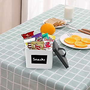 LF LIKEFAIR Kitchen Canisters for Countertop Set of 2 with Customizable Chalkboard Labels & Marker Pen - Iron Kitchen Canisters with Lids - Canisters Sets for the Kitchen - White Kitchen Canister Set