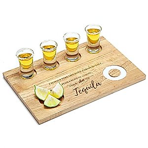 LOBUBT Shot Glasses Serving Tray Shot Glass Holder with Salt Rim Funny Shot Glasses Board Good Helper for Bar,Restaurant,Party,Family Gathering, Gifts for Men Gifts for Women
