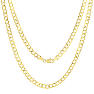 Nuragold 14k Yellow Gold 5mm Solid Cuban Curb Link Chain Pendant Necklace, Mens Womens Jewelry 16" 18" 20" 22" 24" 26" 28" 30"